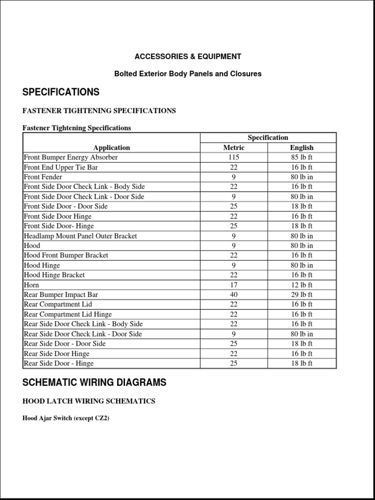 022 - Bolted Exterior Body Panels and Closures | PDF | Electrical ...