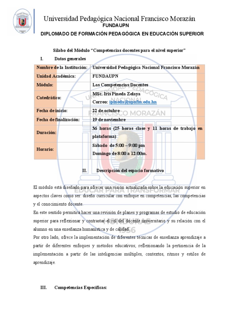 Silabo Modulo Competencias Pdf Enseñando Aprendizaje