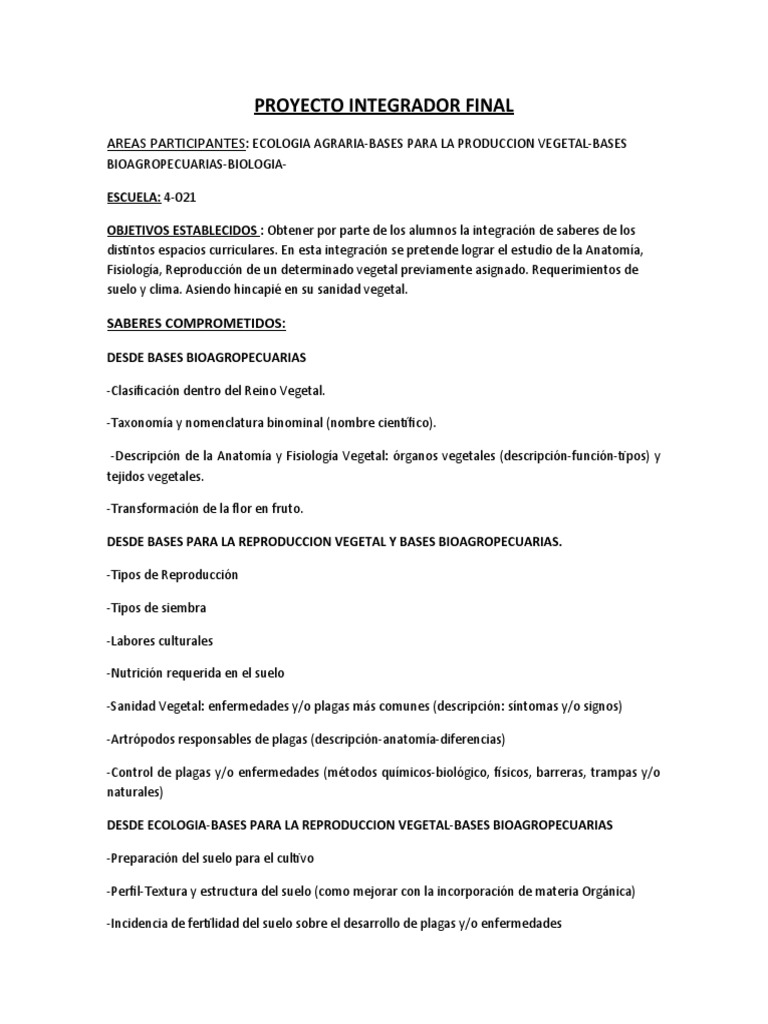 Proyecto Integrador Final | PDF | Suelo | Biología
