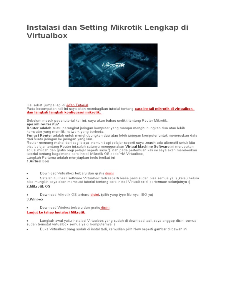 Tutorial Cara Install Dan Setting Mikrotik Lengkap Di Virtualbox | PDF ...