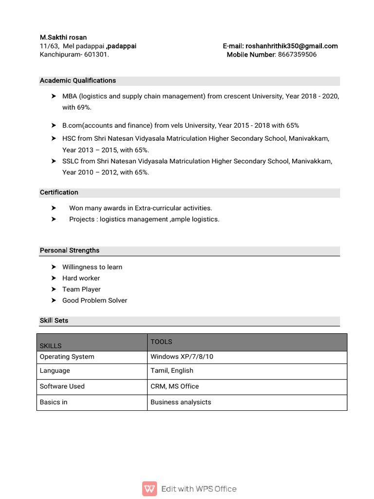 Sakthi - Resume | PDF