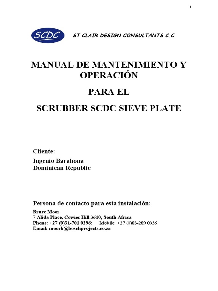 Manual de Mantenimiento y Operación Scrubber | PDF | Agua | Riego