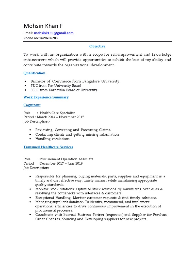 Mohsin Khan Resume | PDF | Procurement | Supply Chain