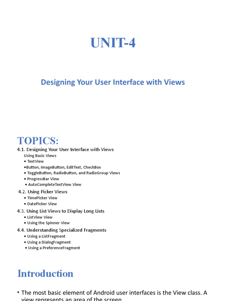 UNIT-4 Designing Your User Interface With Views | PDF | Button ... UNIT-4 Designing Your User Interface With Views | PDF | Button ...