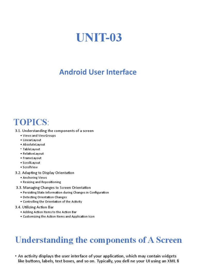 UNIT-3 Android User Interface | PDF
