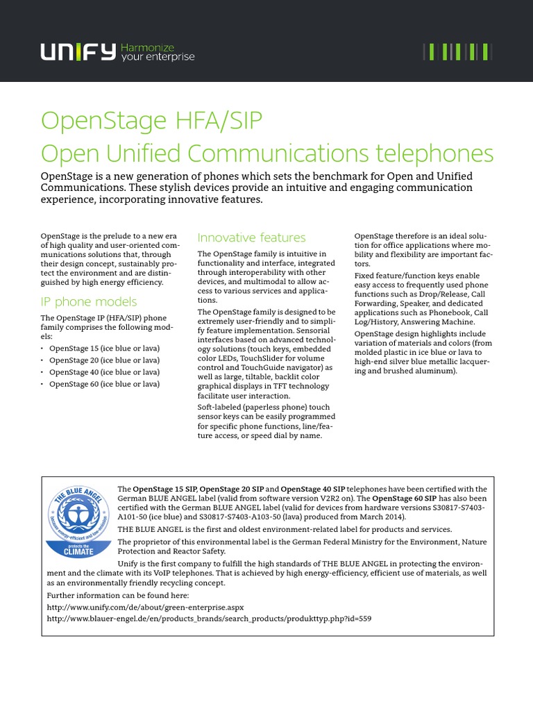 Unify Openstage 15 Hfa v3 l30250 f600 c241 Manual de Usuario | PDF ...