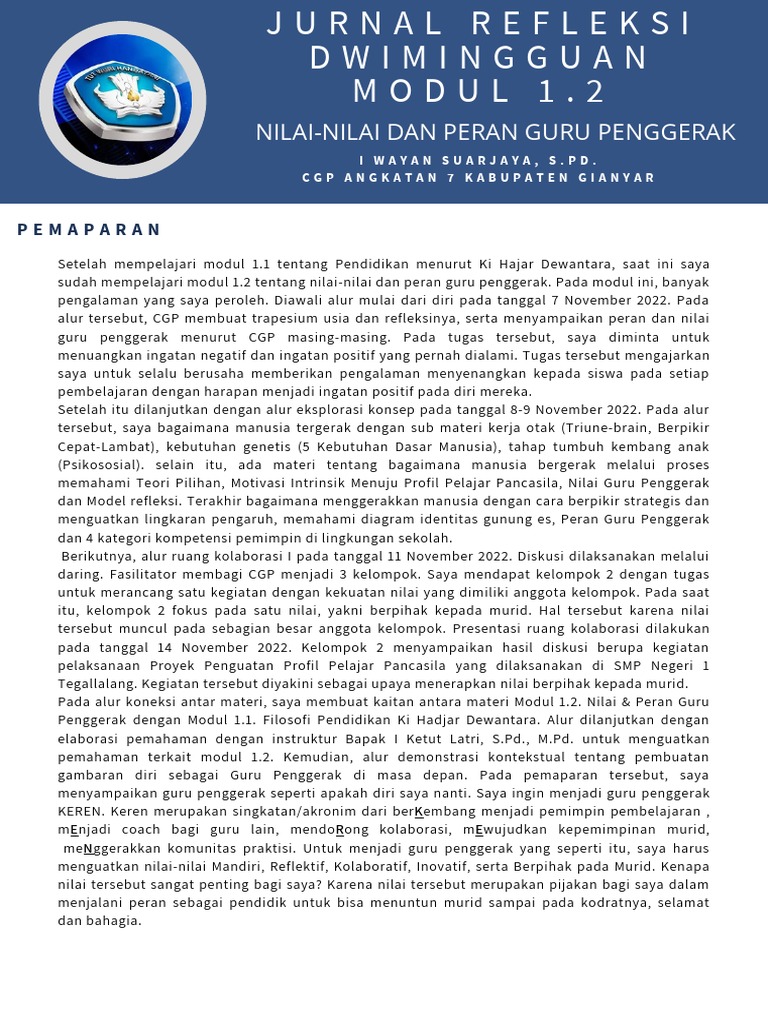 Jurnal Refleksi Dwimingguan | PDF | Sains & Matematika