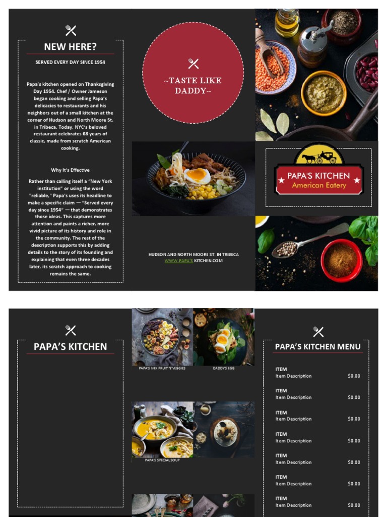Papa's Kitchen Menu Overview | PDF | Western Cuisine | Regional ...