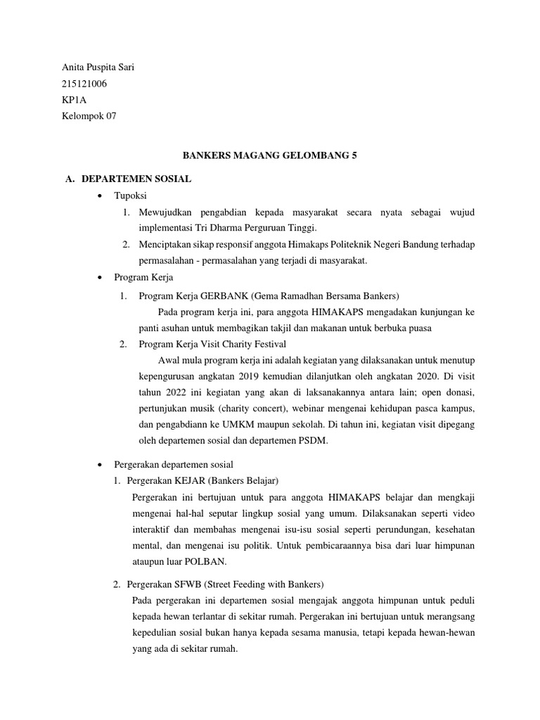 Bankers Magang Gelombang 5 | PDF