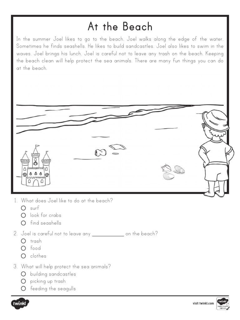 Beach Reading Comprehension for Kids | PDF