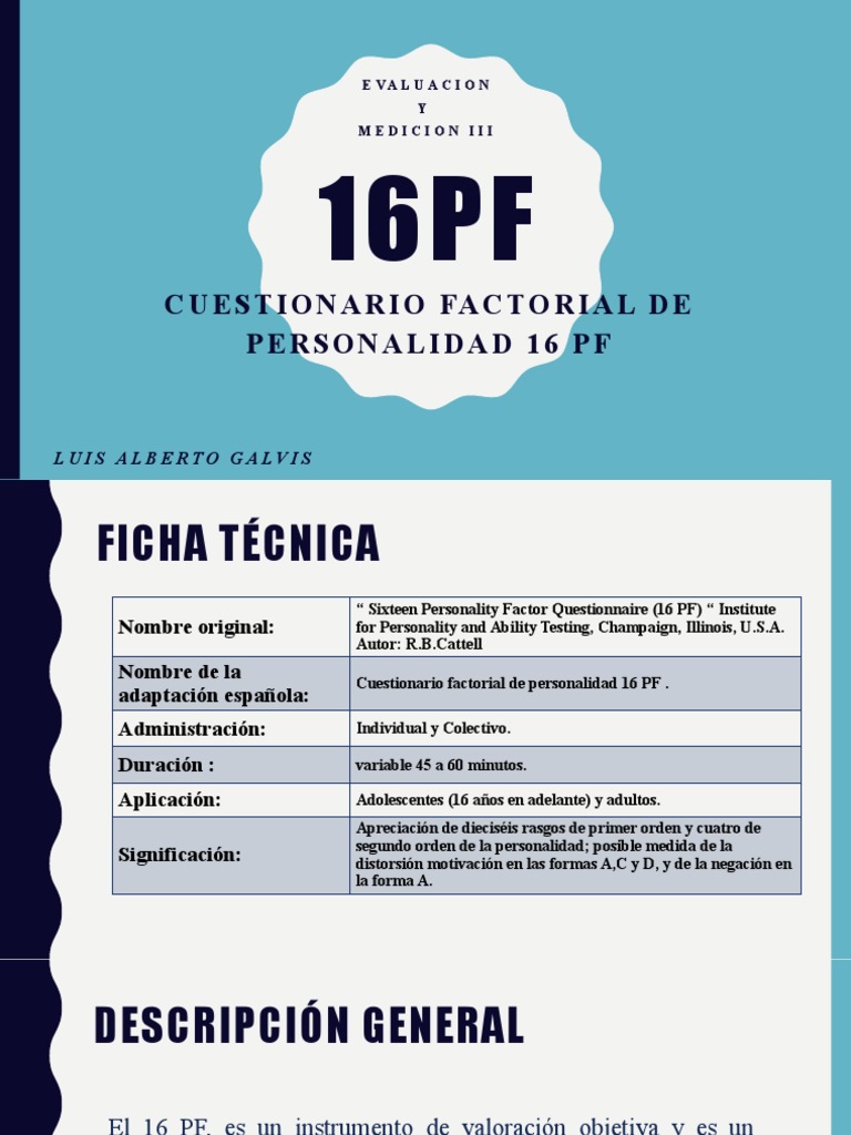 16PF | PDF | Sicología | Conceptos psicologicos