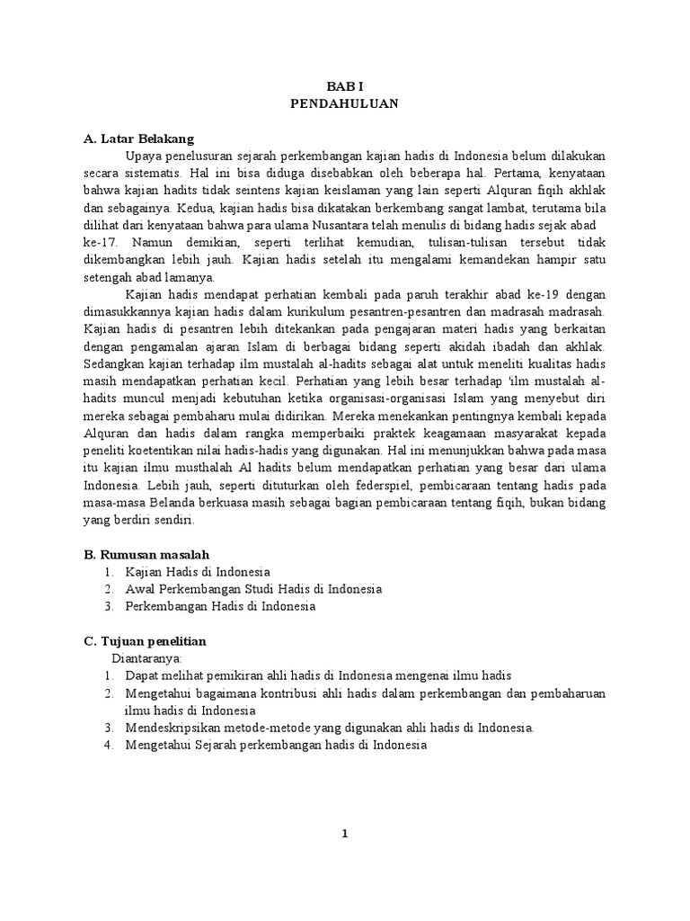 Makalah PERKEMBANGAN ILMU HADIS DI INDONESIA | PDF | Agama & Spiritualitas