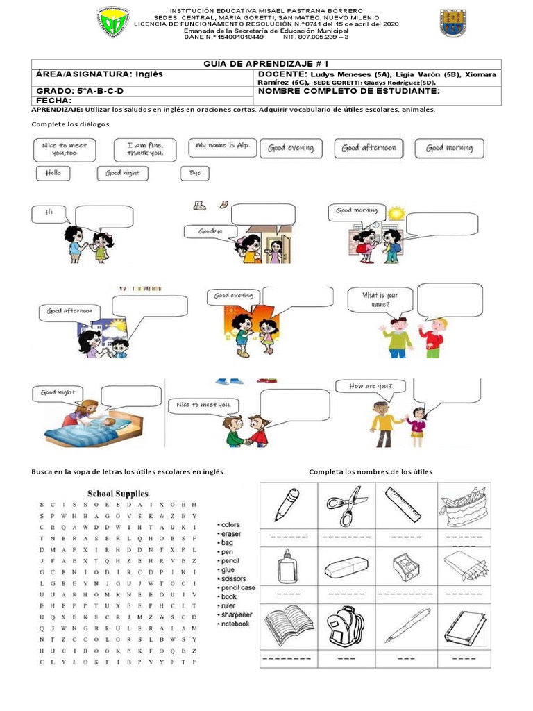 Guia de Aprendizaje Inglés 4 | PDF | Lingüística