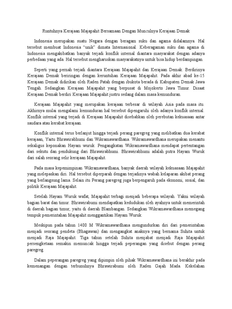 Runtuhnya Kerajaan Majapahit Bersamaan Dengan Munculnya Kerajaan Demak-2 | PDF