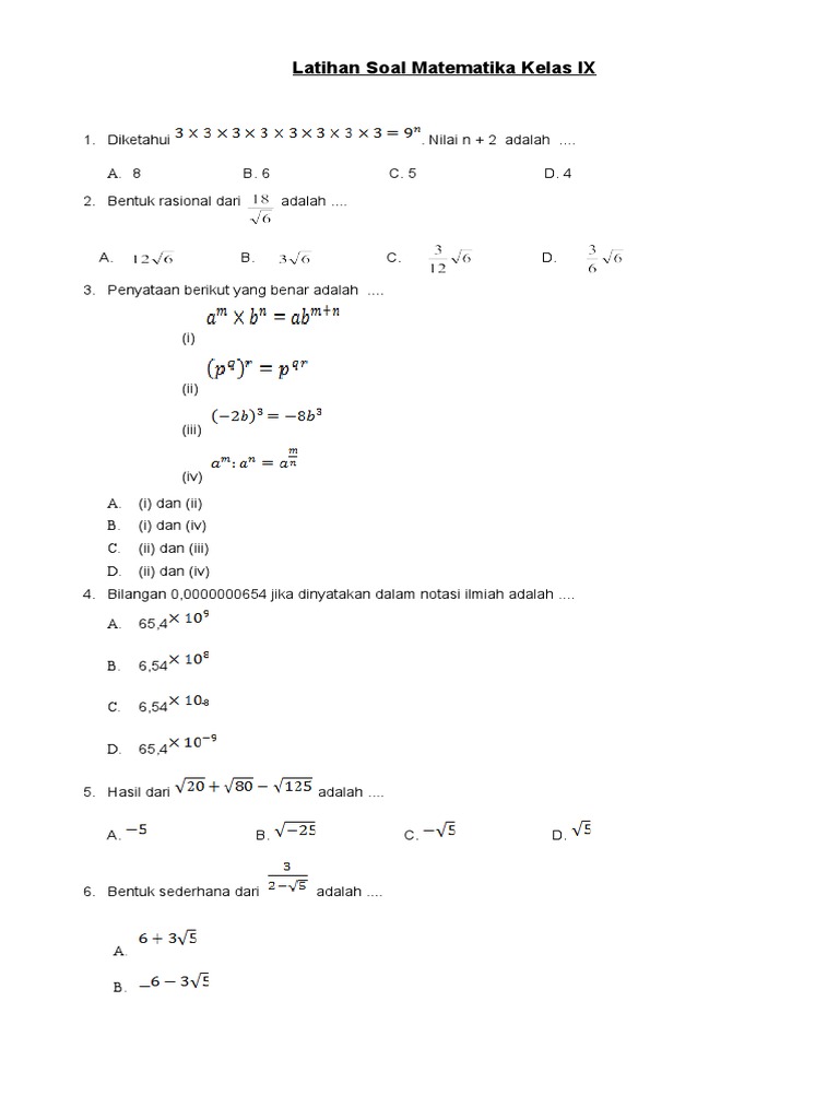 Latihan Soal Mat 9 Pdf Metode Bahan Ajar