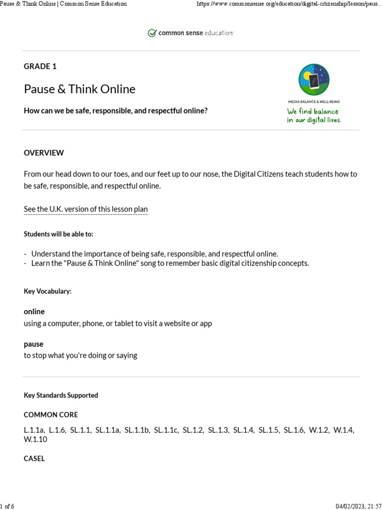 Pause & Think: Online Safety for Kids | PDF | Internet | Cyberbullying