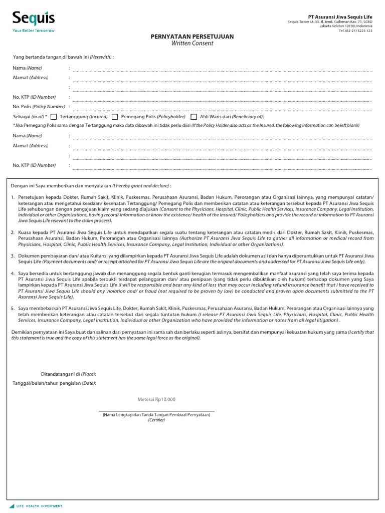 Written Consent - Pernyataan Persetujuan - 20221007 - SQL | PDF