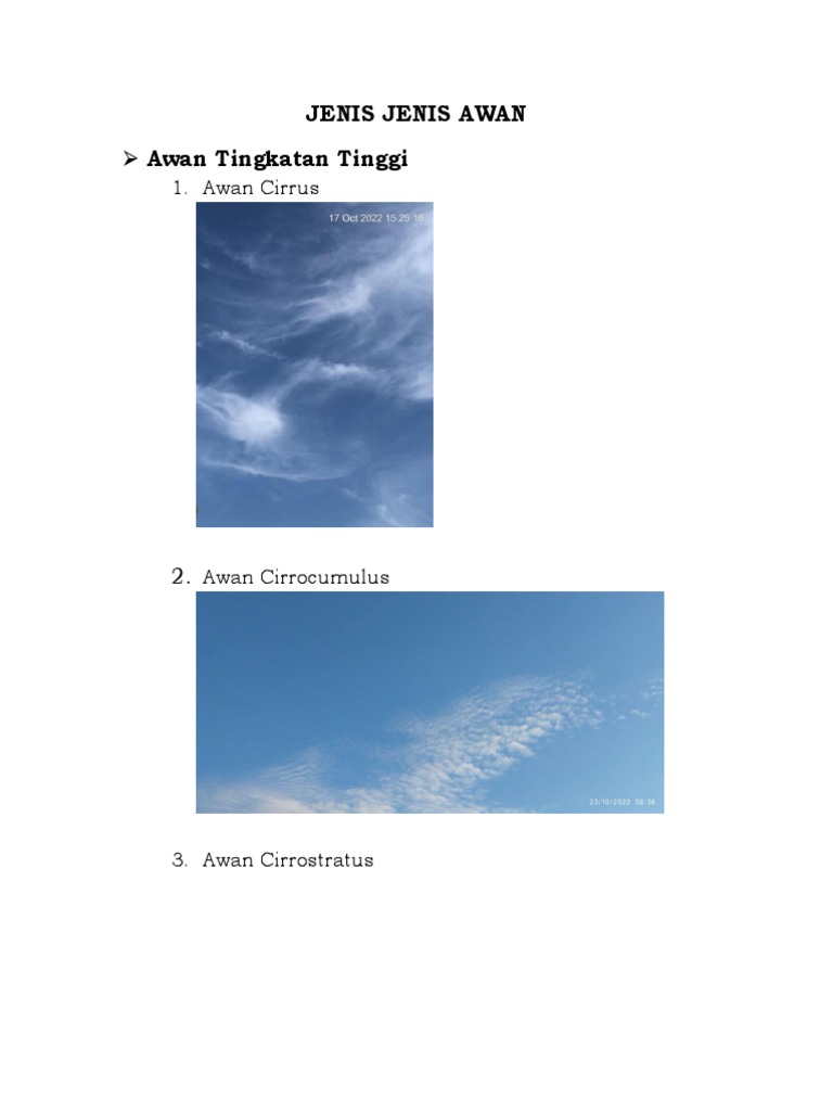 Jenis Jenis Awan (Foto) | PDF