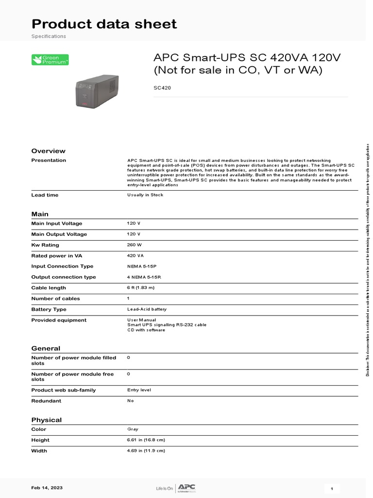 Smart-UPS SC420 | Download Free PDF | Electrical Engineering | Electronics