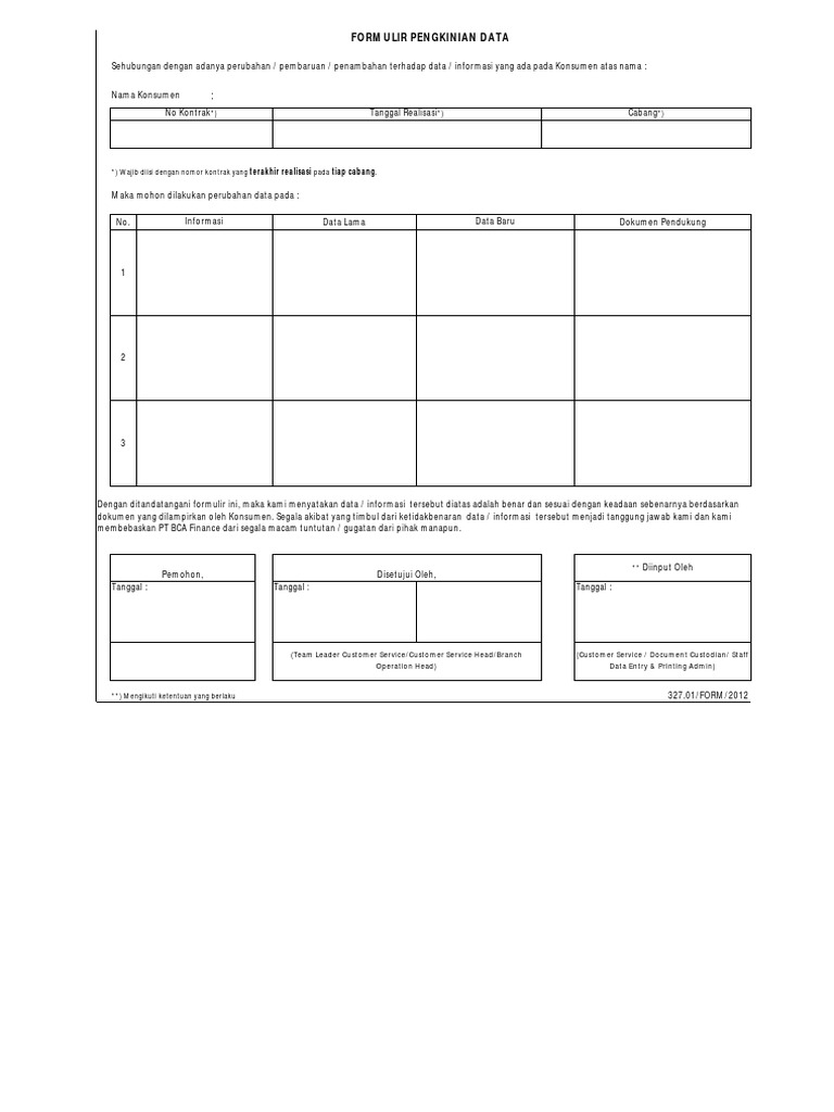 Form Pengkinian Data Konsumen | PDF