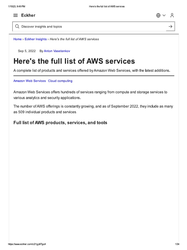 AWS Services List | PDF