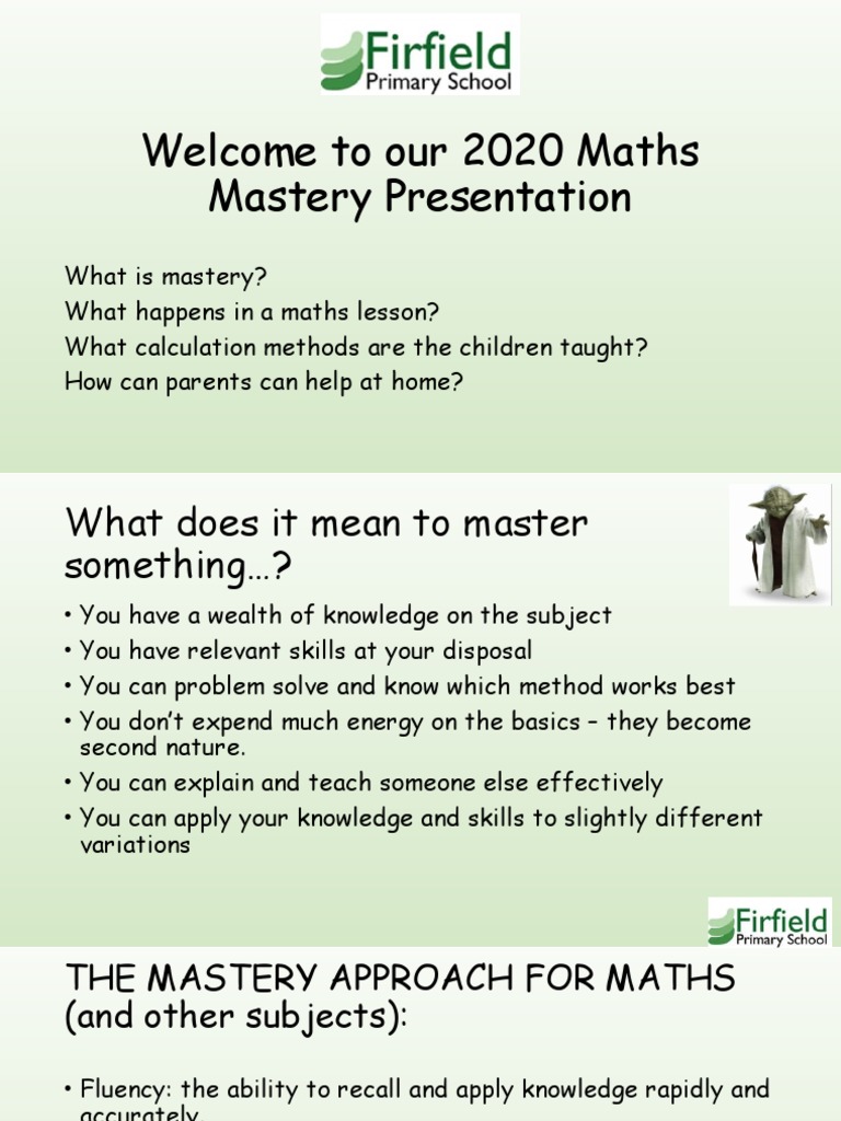 Maths Mastery Presentation 2020 | PDF | Mathematics | Teachers