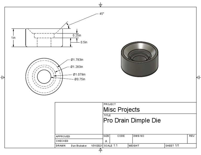 Pro Drain Dimple Die Drawing (Die) v1 | PDF