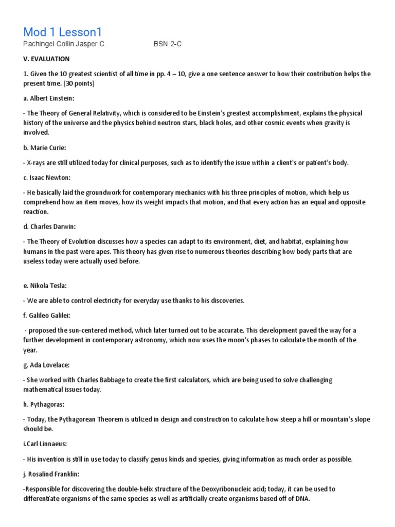 Mod 1 Lesson1unfinishedugh Pdf Science Experiment