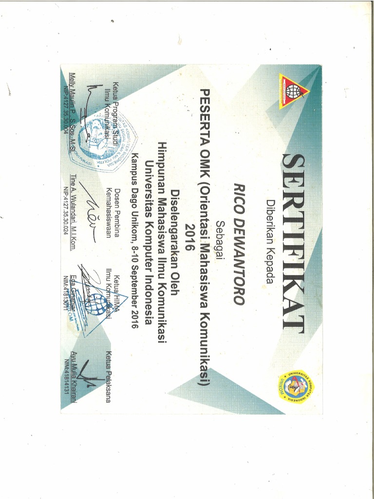 Sertifikat OMK | PDF