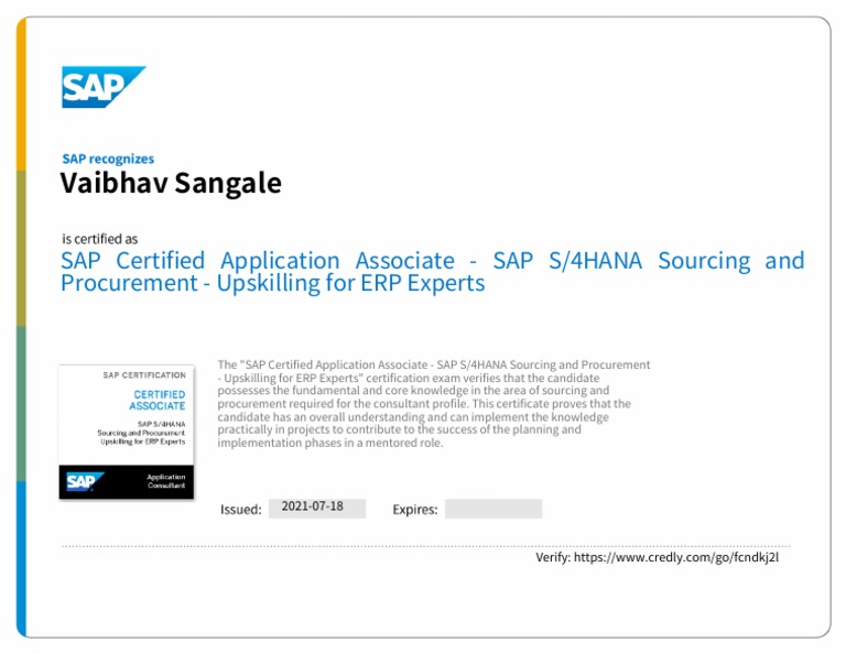 SAP Certified Application Associate SAP S 4HANA Sourcing and ...