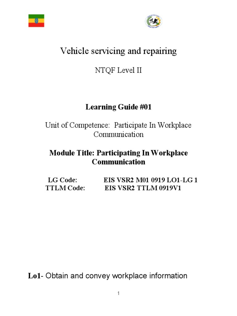 TTLM Communication Level 2 LO1 | PDF | Communication | Interpersonal ...