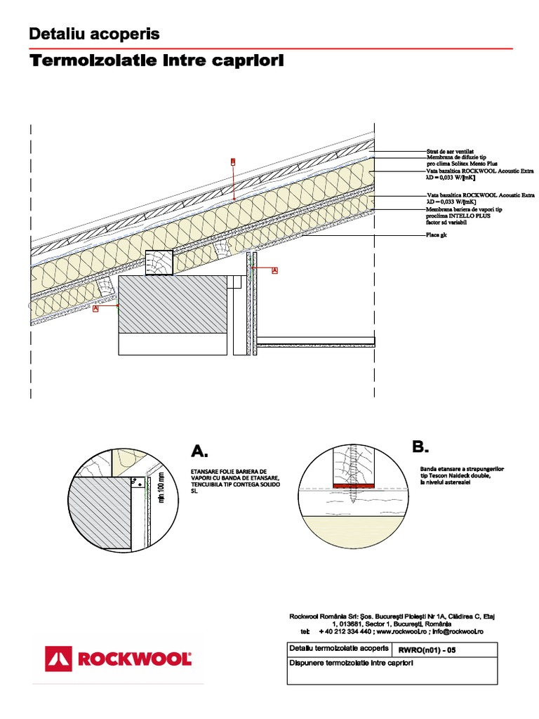 Detaliu Acoperis, Termoizolatie Intre Capriori | PDF