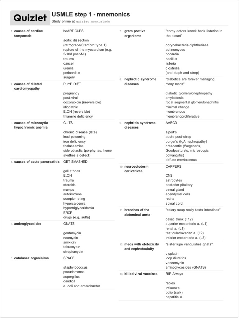 Mnemonics Step 1 | PDF | Thyroid | Adrenal Gland Mnemonics Step 1 | PDF | Thyroid | Adrenal Gland