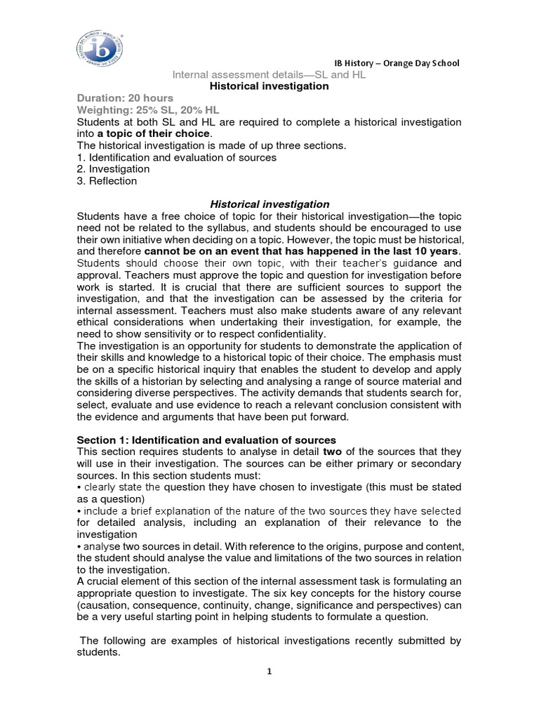 IB History Internal Assessment Guide | PDF | Evaluation | Critical Thinking