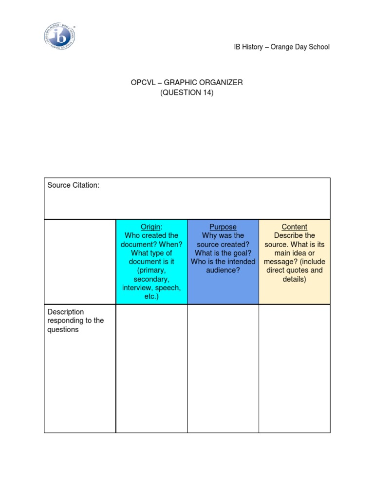 OPCVL Graphic Organizer for IB History | PDF | Science & Mathematics