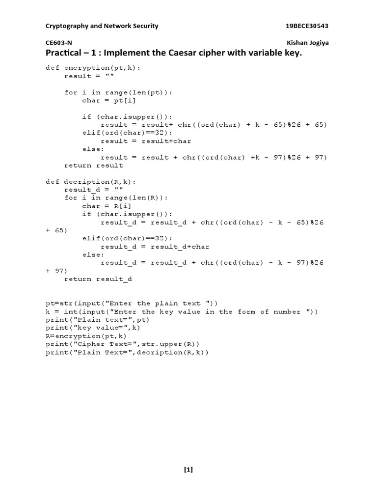 19BECE30543 Cns | PDF | Key (Cryptography) | Encryption
