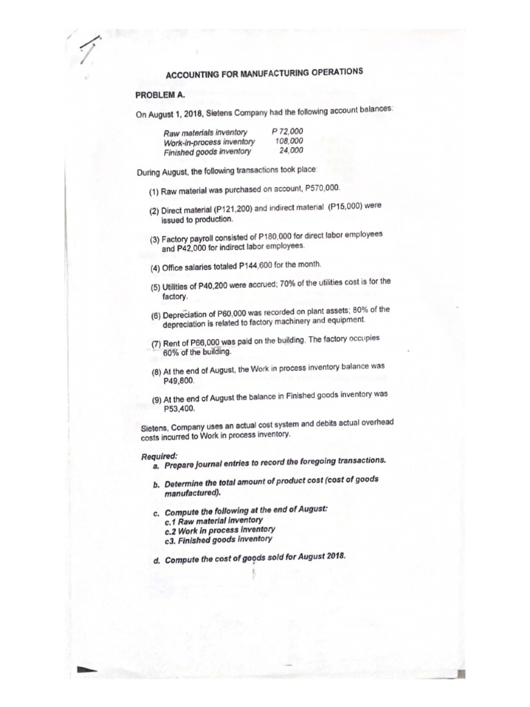 Accounting For Manufacturing Operations | PDF