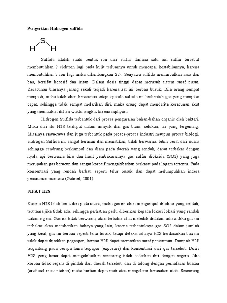 Hidrogen Sulfida | PDF | Sains & Matematika