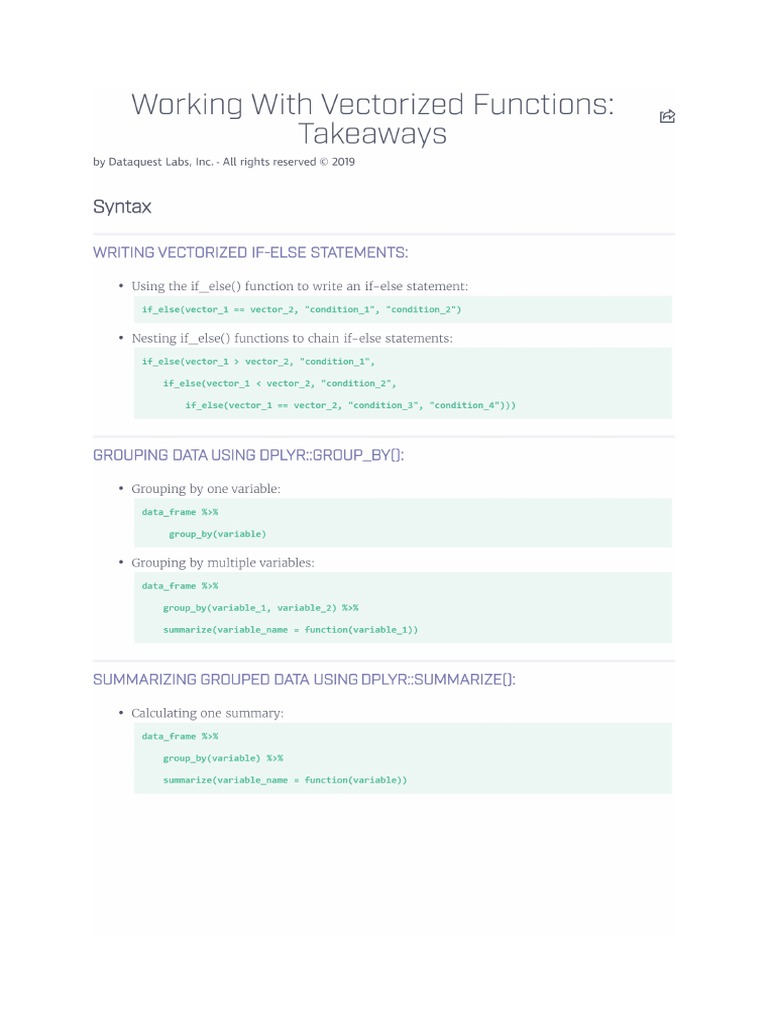 Mission 339 Working With Vectorized Functions Takeaways | PDF
