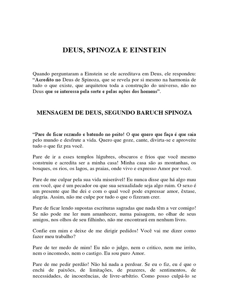 O Deus de Spinoza | PDF | Amor | Deus