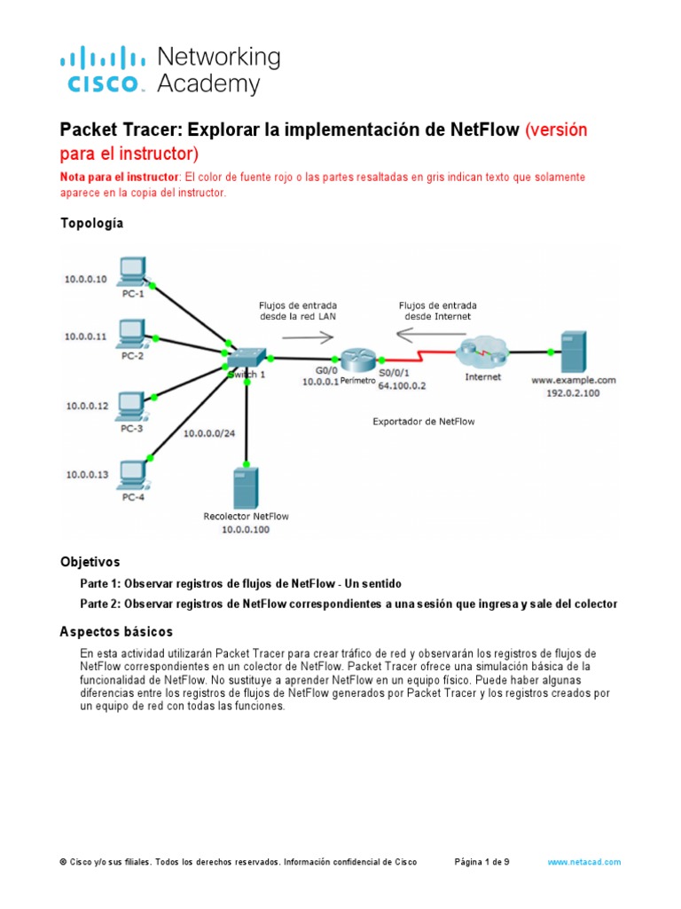 11.2.3.10 Packet Tracer - Explore A NetFlow Implementation - ILM | PDF ...