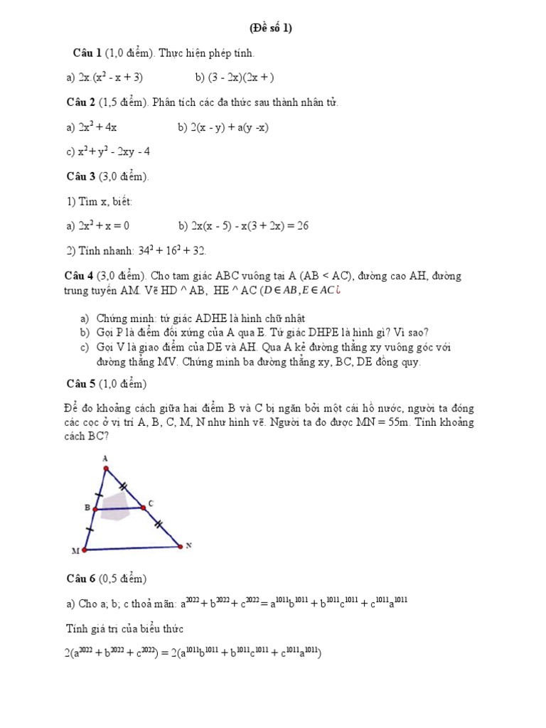 Đề ôn thi HK1 | PDF