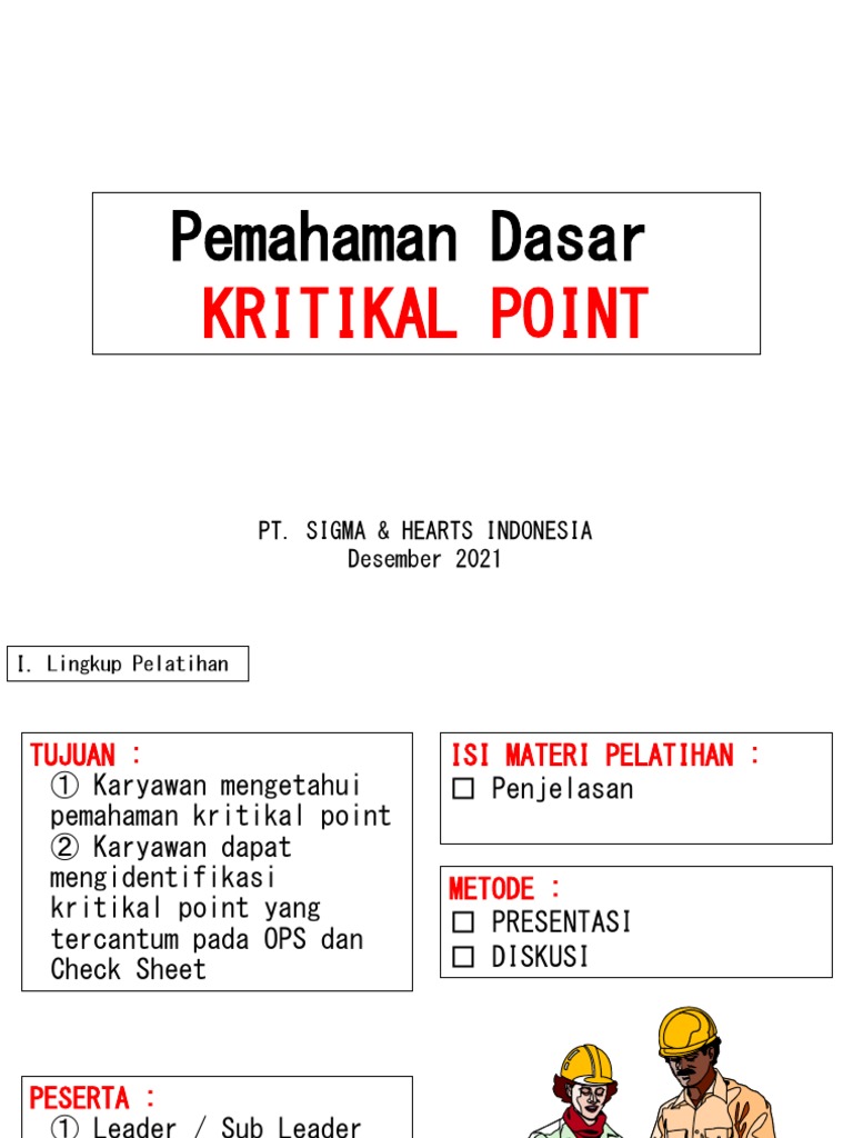 Pelatihan Kritikal Point PT. Sigma | PDF