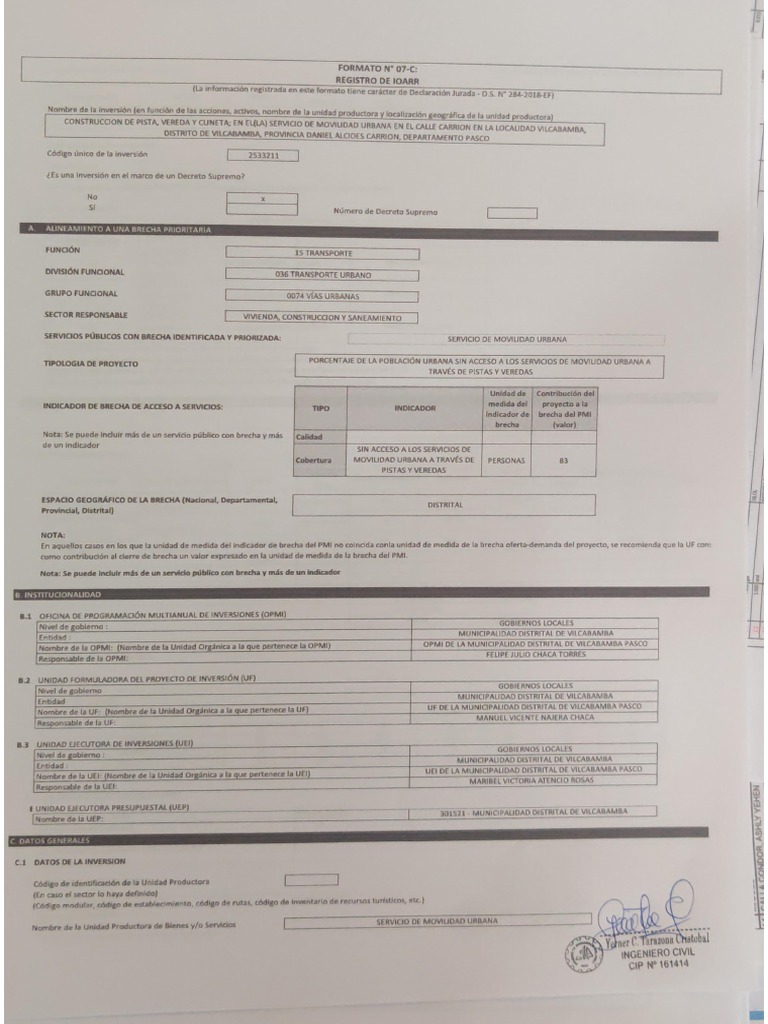 Forma 7c - Pistas y Veredas | PDF