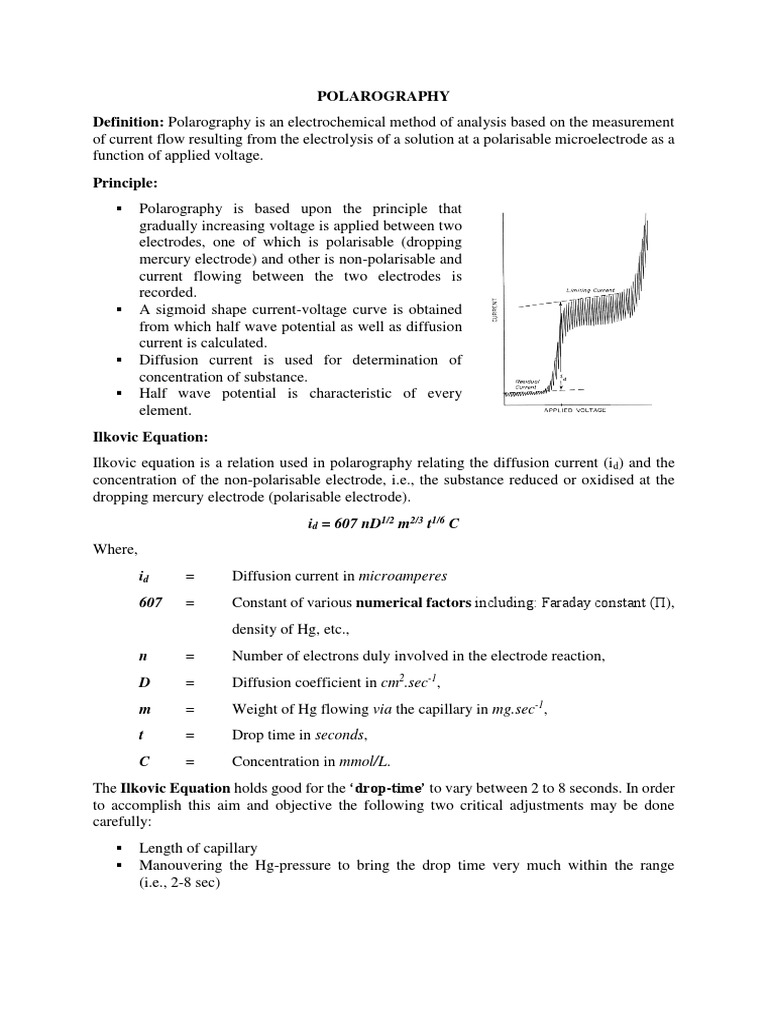 Polarography | PDF | Electrode | Diffusion