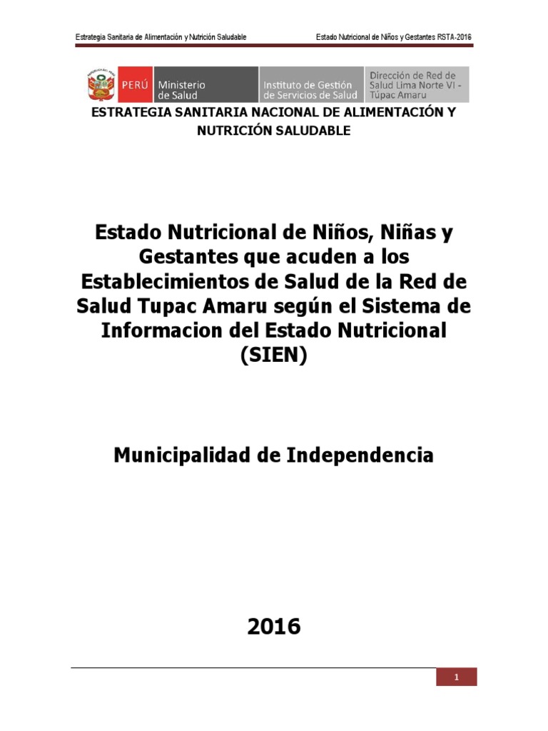 Analisis Del Estado Nutricional Rsta 2016 Municipalidad de Independencia | PDF | El embarazo ...