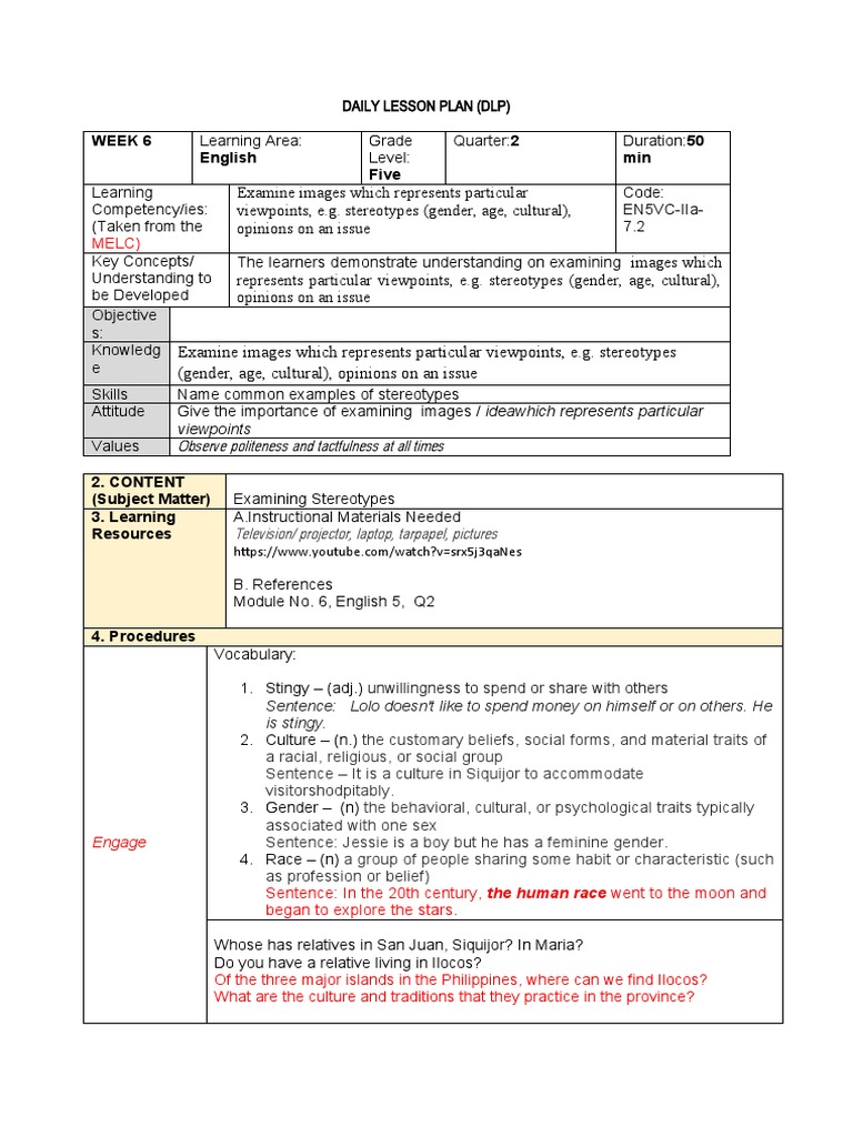 Cot 1-Q2 | PDF | Stereotypes | Learning
