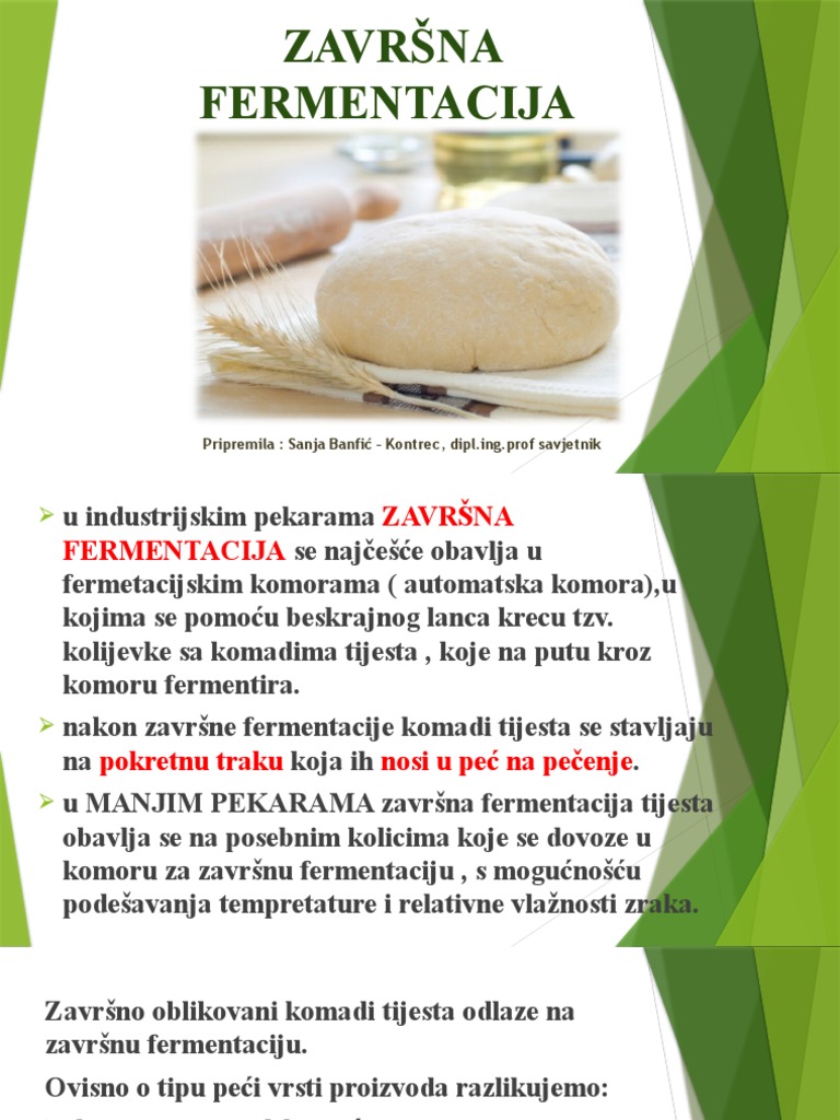 Završna Fermentacija 2 Razred Proizvodni Procesi U Pekarstvu I 2 | PDF