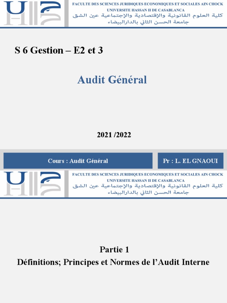 Cours Audit Général S6 G E 3 Et 4 21 22 Pdf Audit Audit Financier