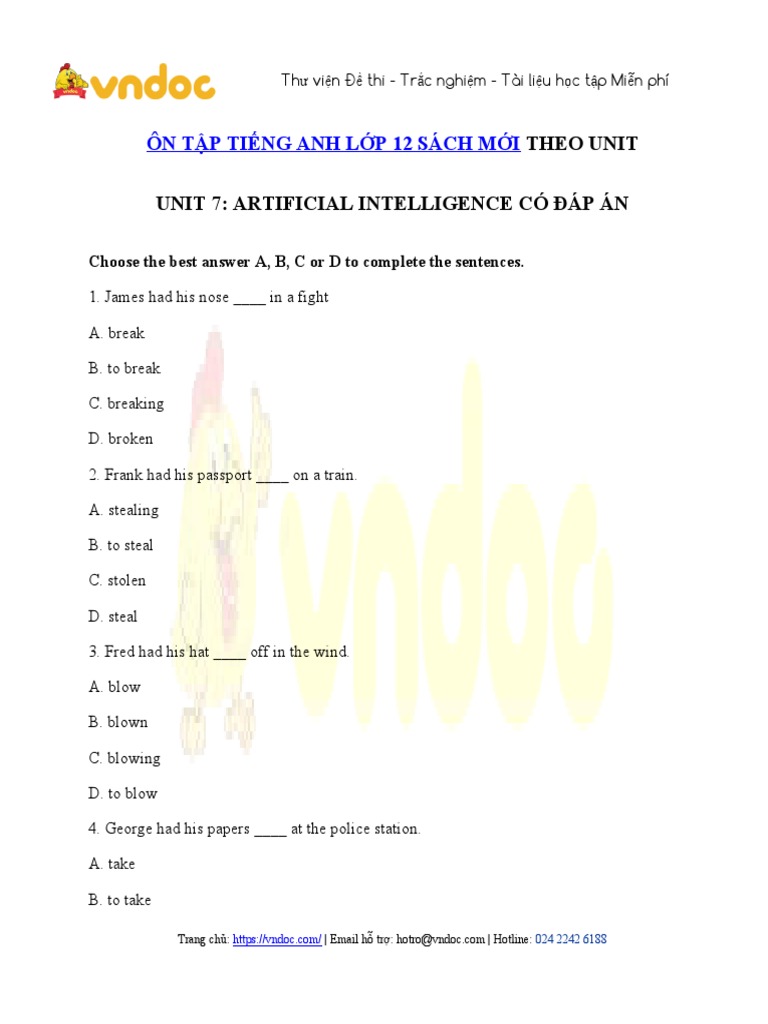 Bai Tap Unit 7 Lop 12 Artificial Intelligence | PDF